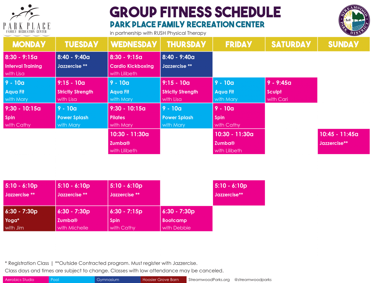 Group Fitness Schedule | Streamwood Park District